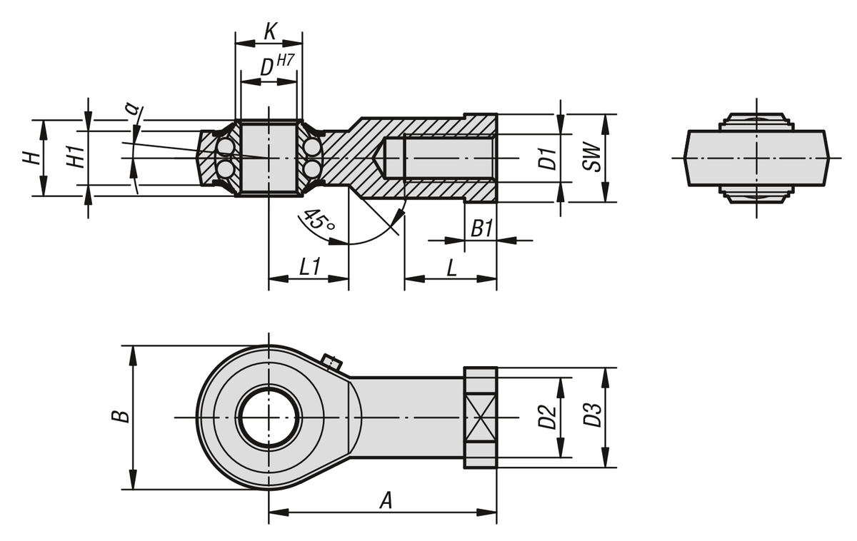 KIPP - Gelenkköpfe mit Kugellagerung Innengewinde, DIN ISO 12240-4
